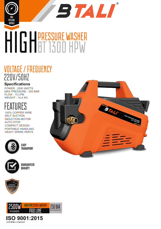 Bt 1300 Hpw Btali High Pressure Washer